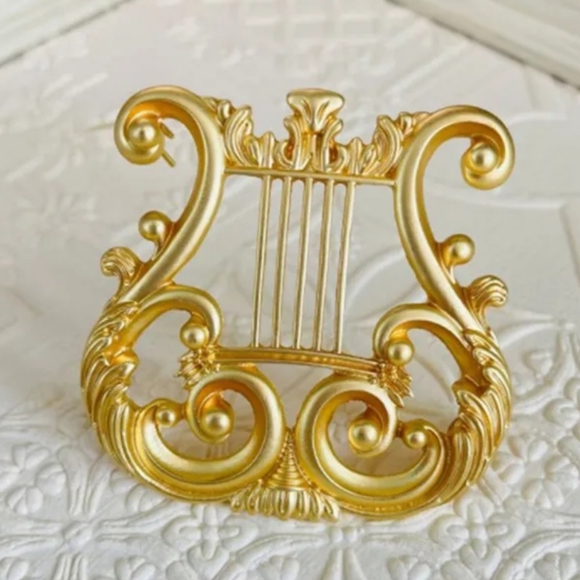 Jewelry | Vintage Style Golden Lyre Musical Harp Music Brooch Pin ...
